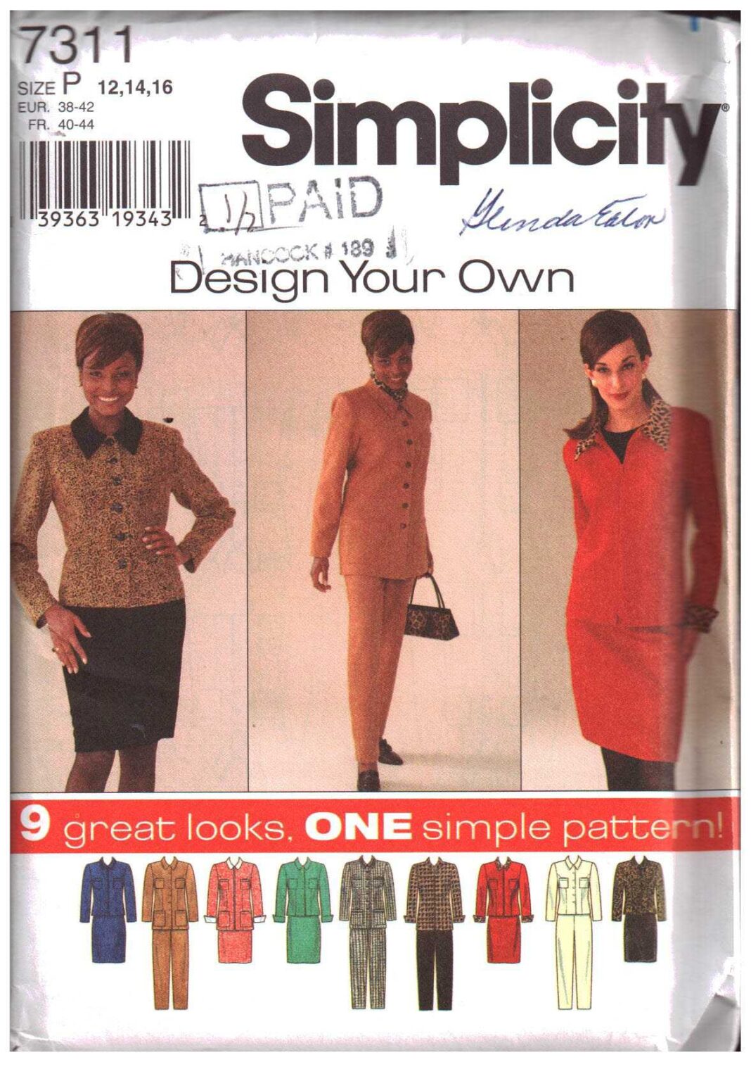 Simplicity 7311 Suit - Pants, Skirt, Jacket, Vest Size: P 12-14-16 ...