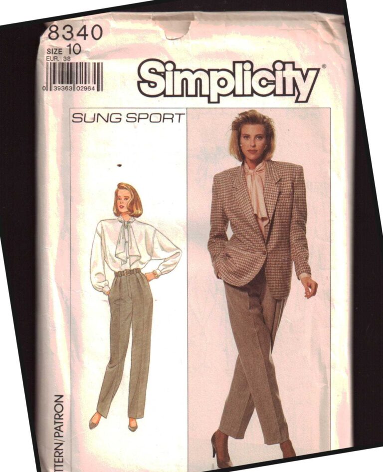 Simplicity 8340 Blouse, Pants, Jacket Size: 10 Uncut Sewing Pattern