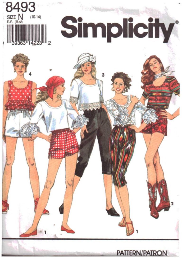 Simplicity 8493 Capri Pants, Short, Tops Size: U 16-20 Used Sewing Pattern
