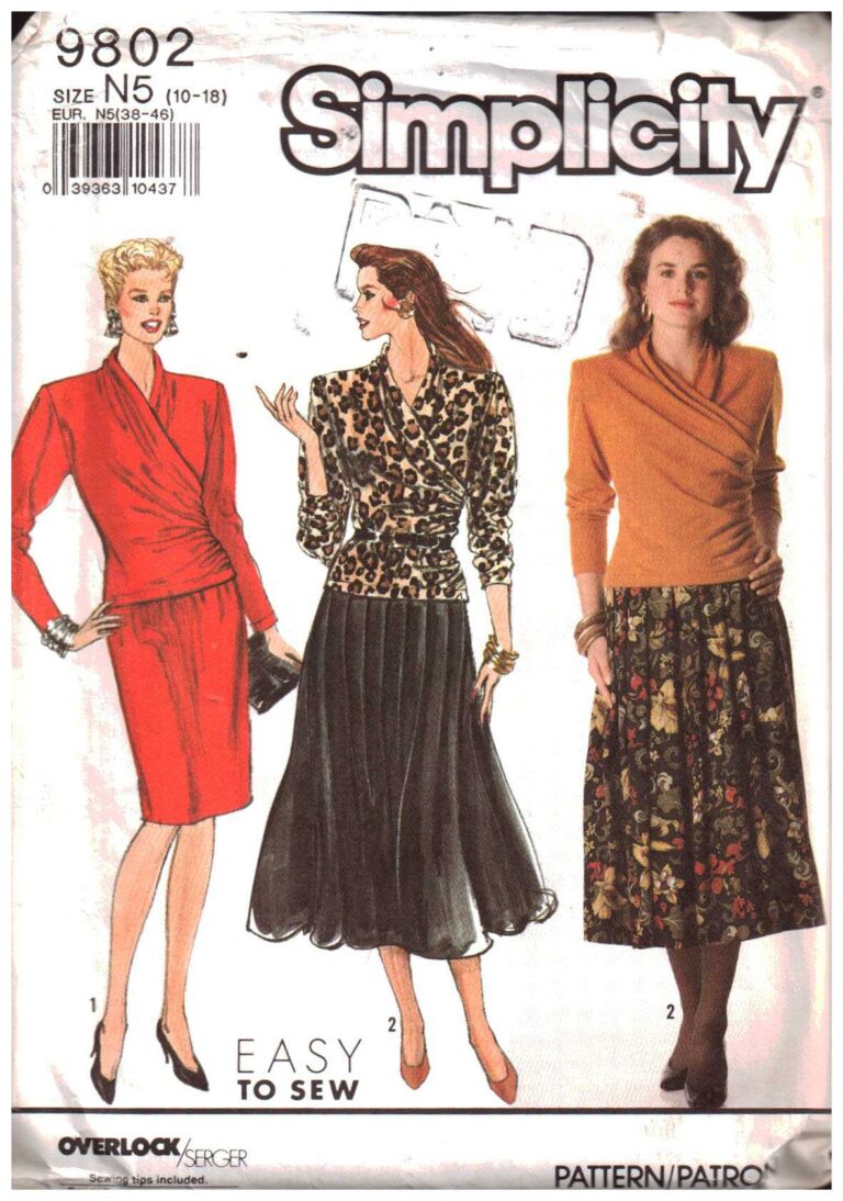 Simplicity 9802 Two piece Dress with slim or flarred skirt Size: N5 10-18 Used Sewing Pattern