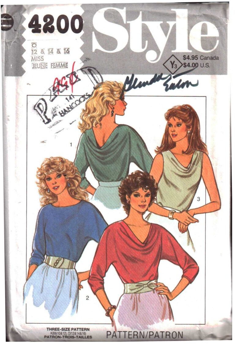 Style 4200 Tops Size: O 12-14-16 Used Sewing Pattern