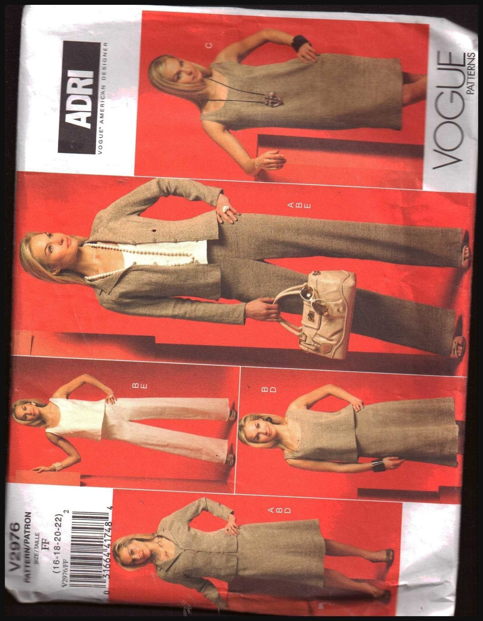 Vogue V2976 Jacket, Top, Dress, Skirt, Pants Size: FF 16-18-20-22 Used ...