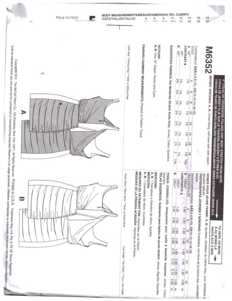 McCall's M6352 Dress Size: C5 10-12-14-16-18 Uncut Sewing Pattern