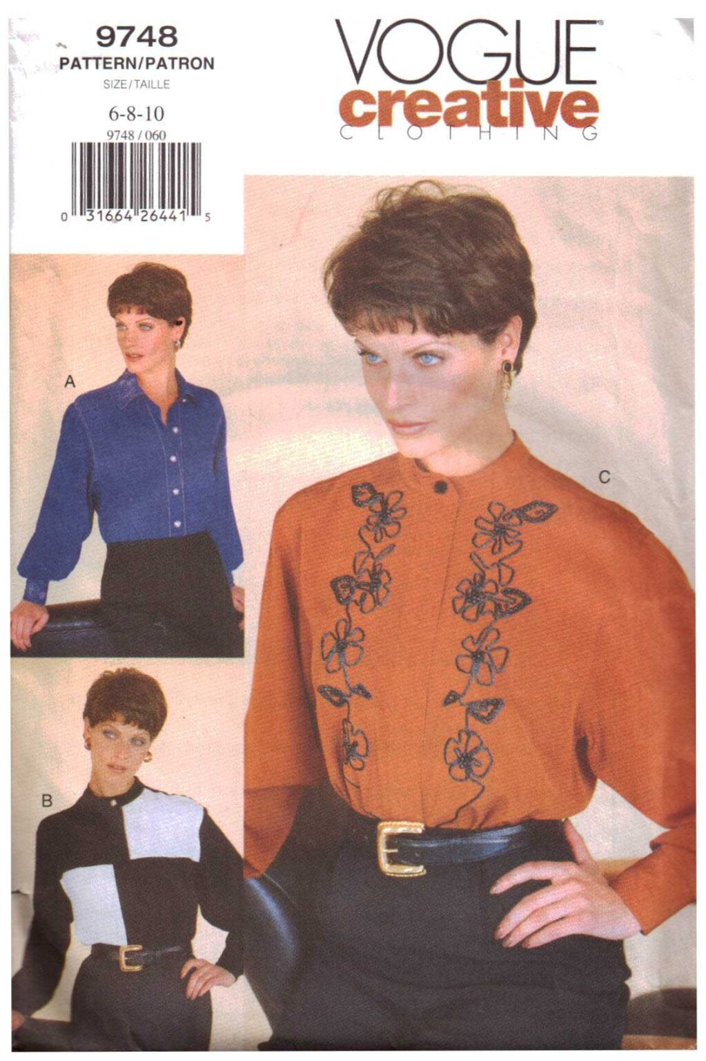 Vogue 9748 Shirt Size: 6-8-10 Uncut Sewing Pattern