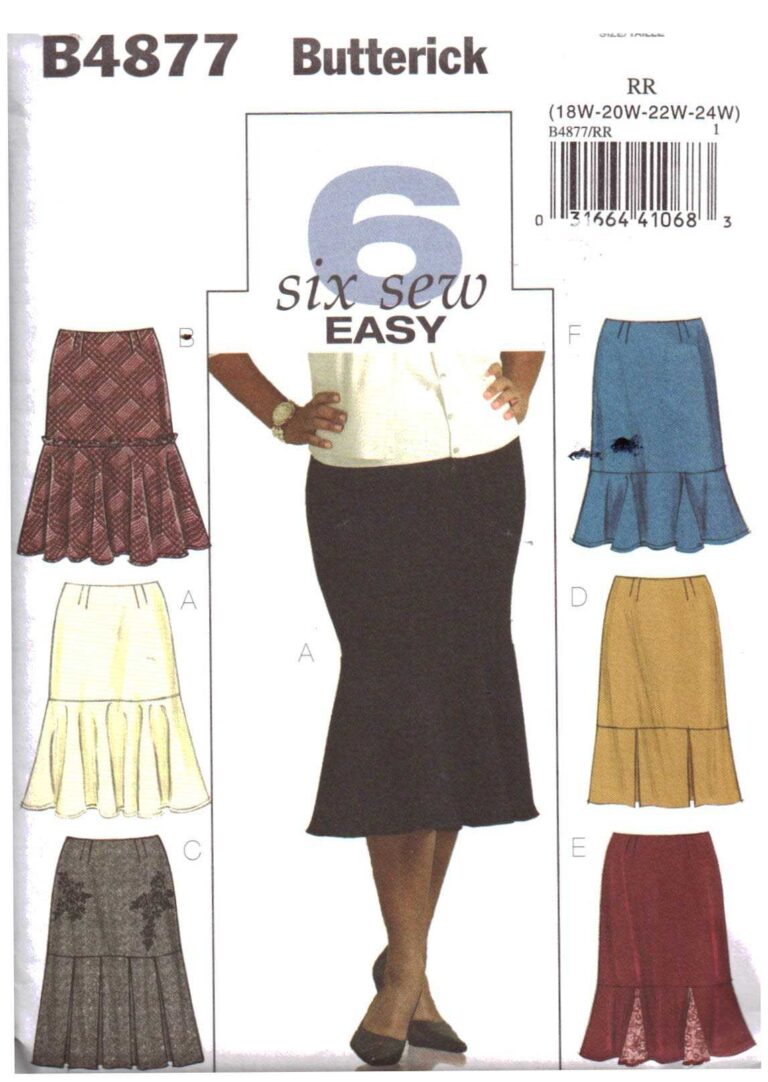 Butterick B4877 Skirts Size: RR 18W-20W-22W-24W Uncut Sewing Pattern