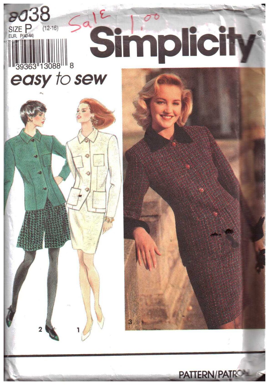 Simplicity 8038 Suit - Skirt, Shorts, Jacket Size: P 12-18 Uncut Sewing ...