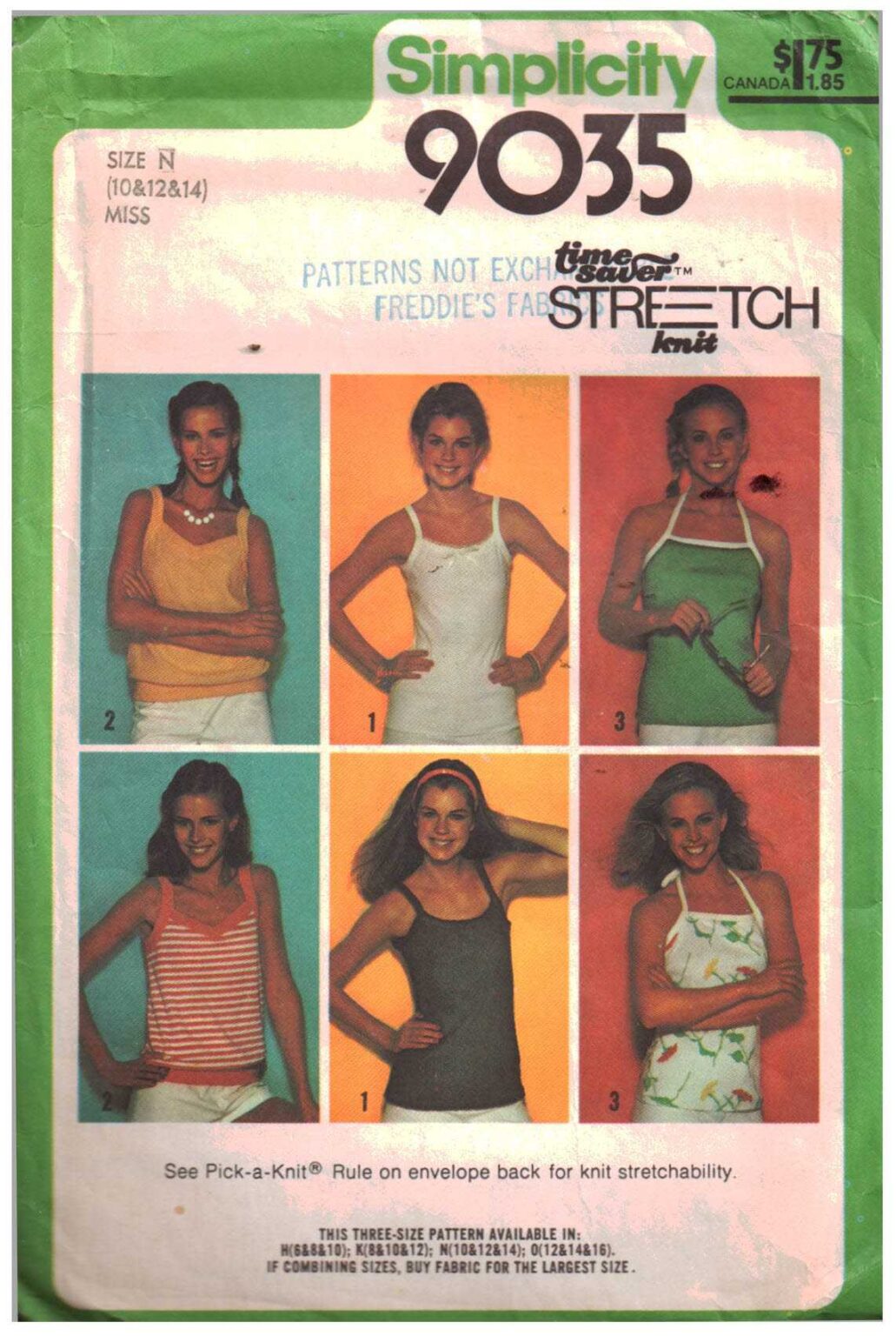 Simplicity 9035 Tops Size: N 10-12-14 Used Sewing Pattern