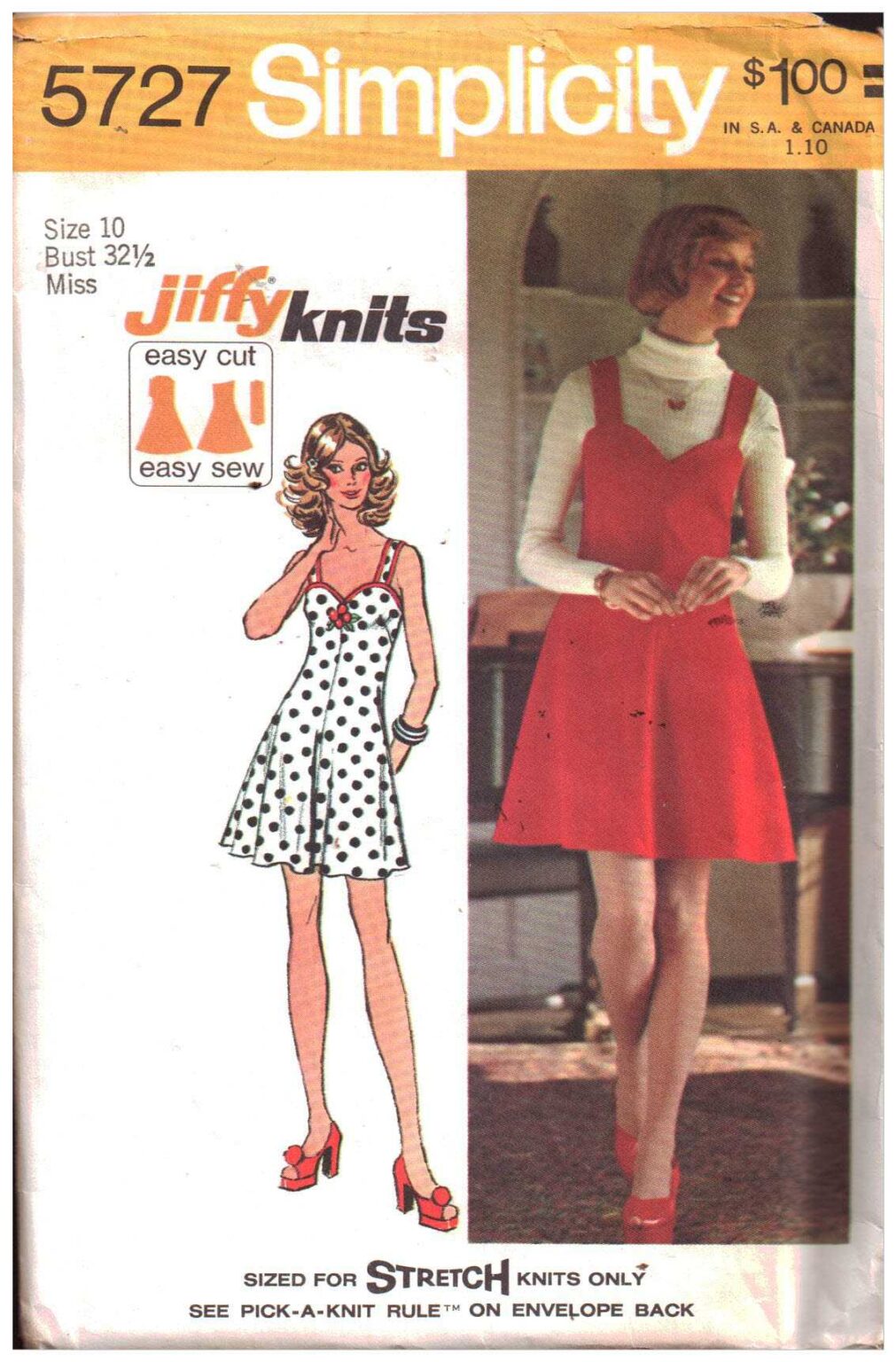 Simplicity 5727 Dress, Jumper Size: 10 Bust 32.5 Uncut Sewing Pattern