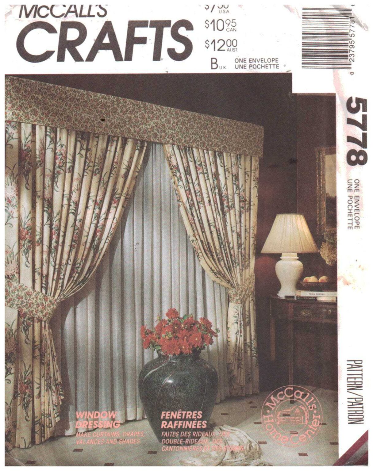 McCall's 5778 Window Treatments Size: One Uncut Sewing Pattern