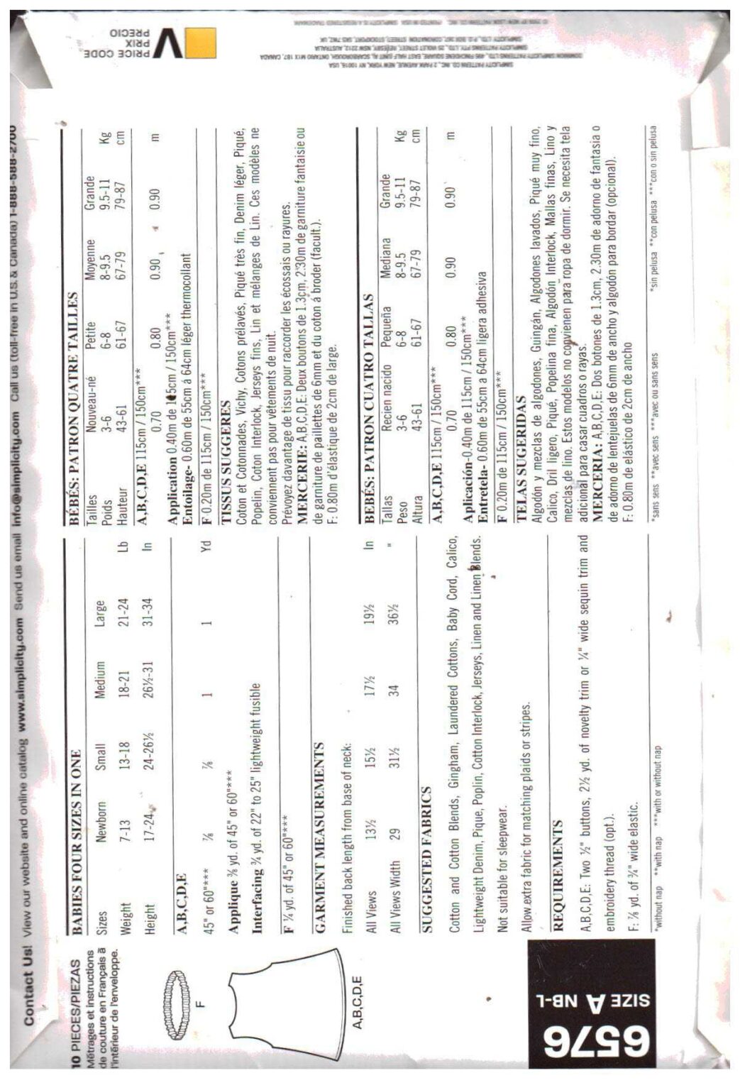 New Look 6576 Babies' Dress, Headband Size: A NB-L Uncut Sewing Pattern