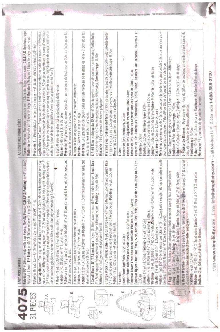 Simplicity 4075 Baby Accessories Size: One Uncut Sewing Pattern