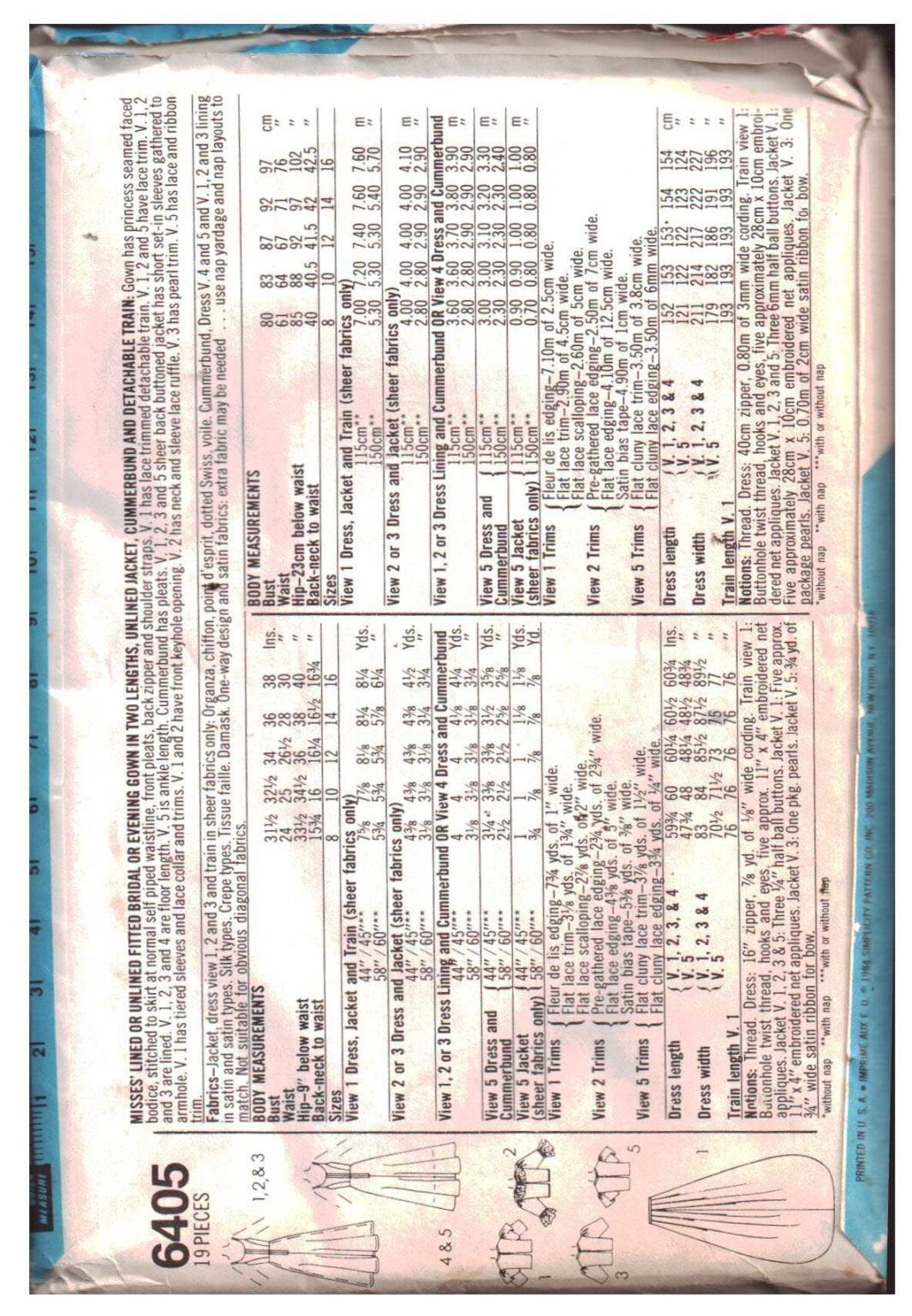 Simplicity 6405 Bridal Gown, Bridesmaids Dress, Evening Gown Size: 12 ...