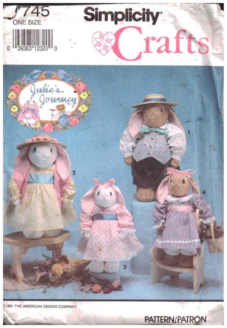 Simplicity 7745 Bunny in two sizes with clothes Size: 12,14" Uncut ...