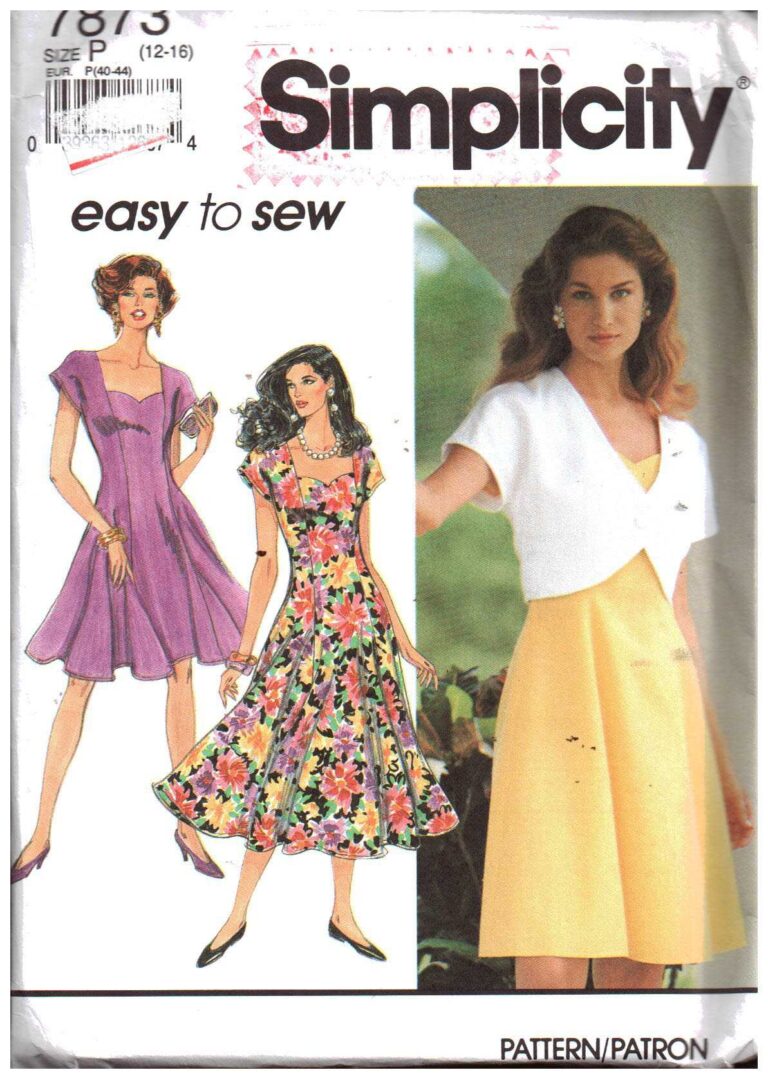 Simplicity 7873 Dress, Jacket Size: P 12-16 Uncut Sewing Pattern