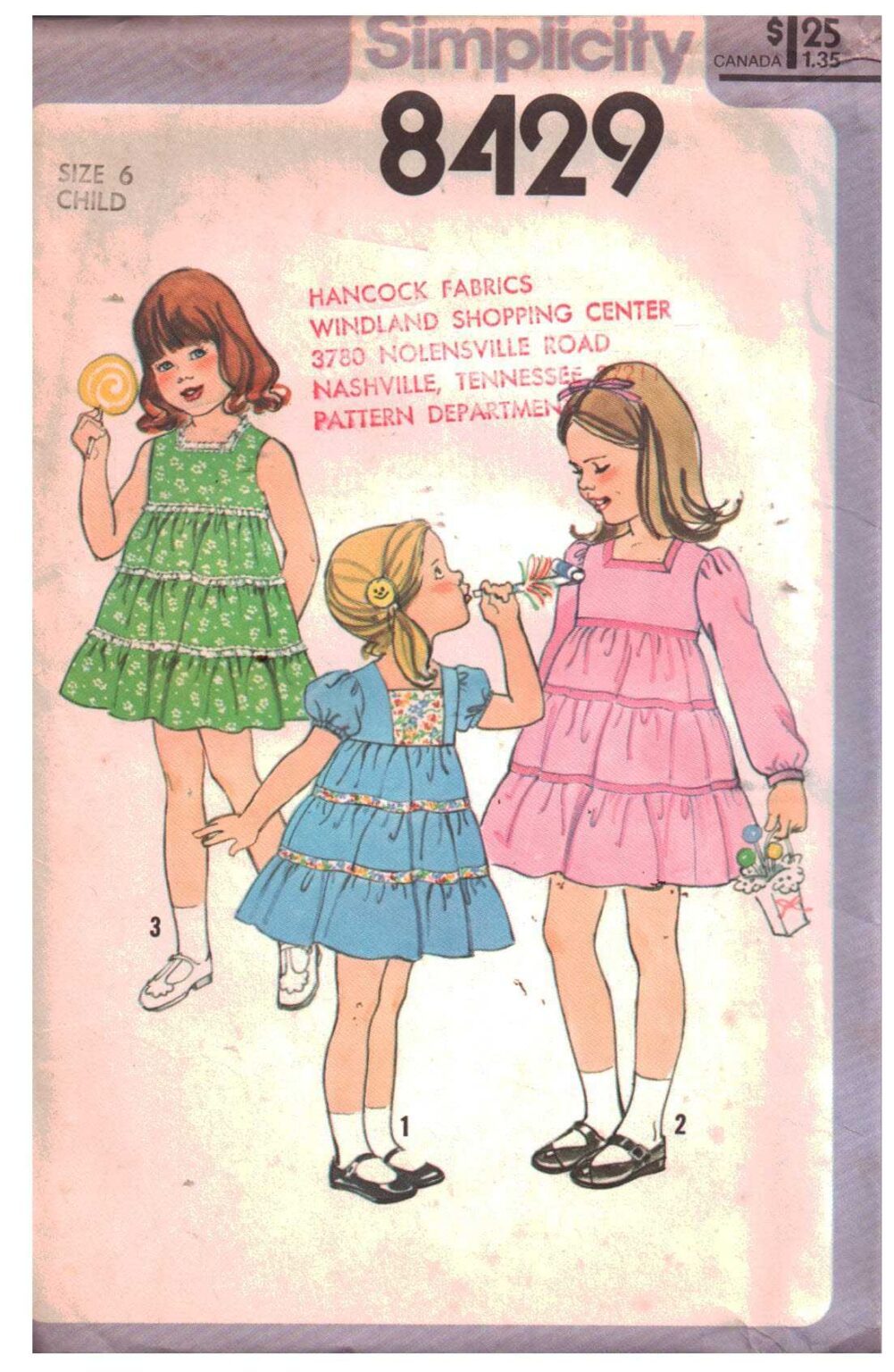 Simplicity 8429 Girls' Dress Size: 6 Uncut Sewing Pattern