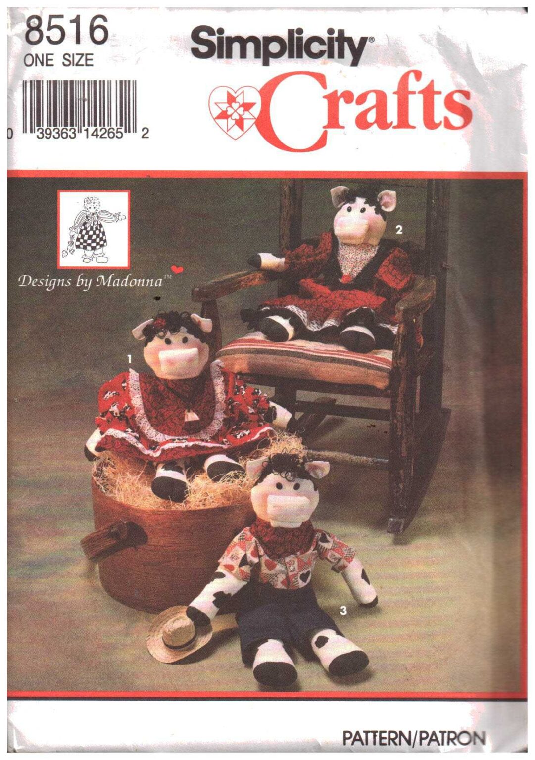 Simplicity 8516 Stuffed Toy - Cow and Clothes Size: 17.5" Uncut Sewing ...