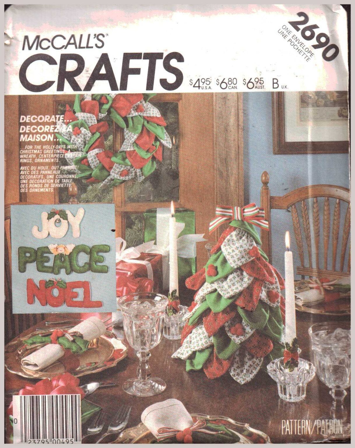 McCall's 2690 Holly Christmas Package - Centerpiece, Ornaments Size ...