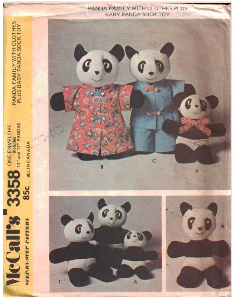 McCall's 3358 Stuffed Toys - Panda Family with Clothes Size: 14,17 ...