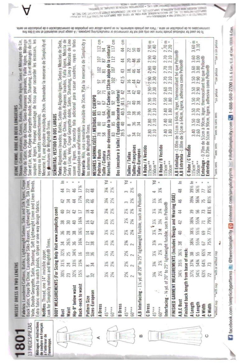 Simplicity 1801 Tunic, Dress in two lengths Size: H5 6-14 Uncut Sewing ...