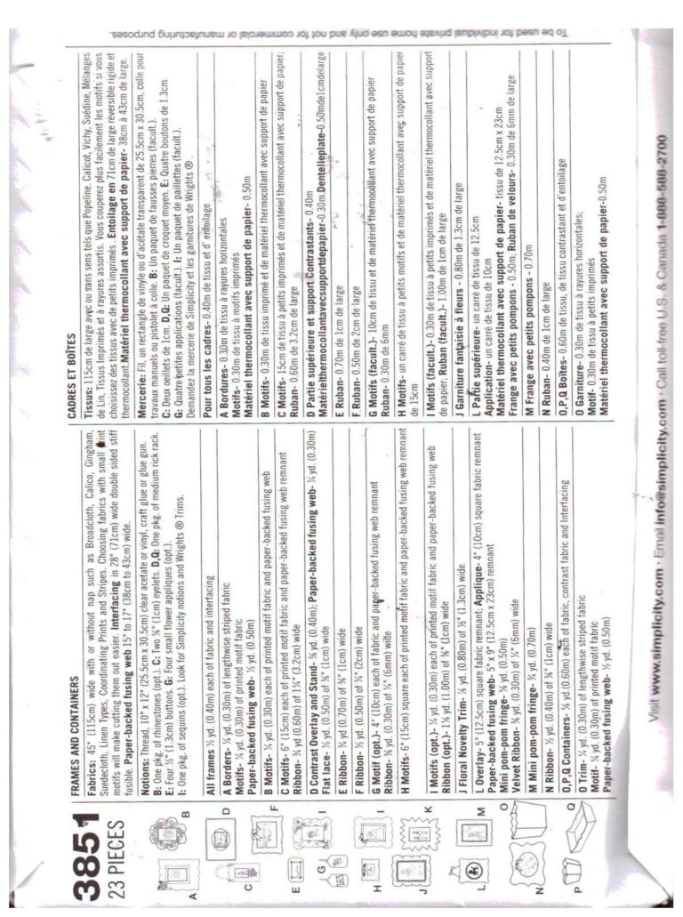 Simplicity 3851 Frames and Containers Size: One Uncut Sewing Pattern