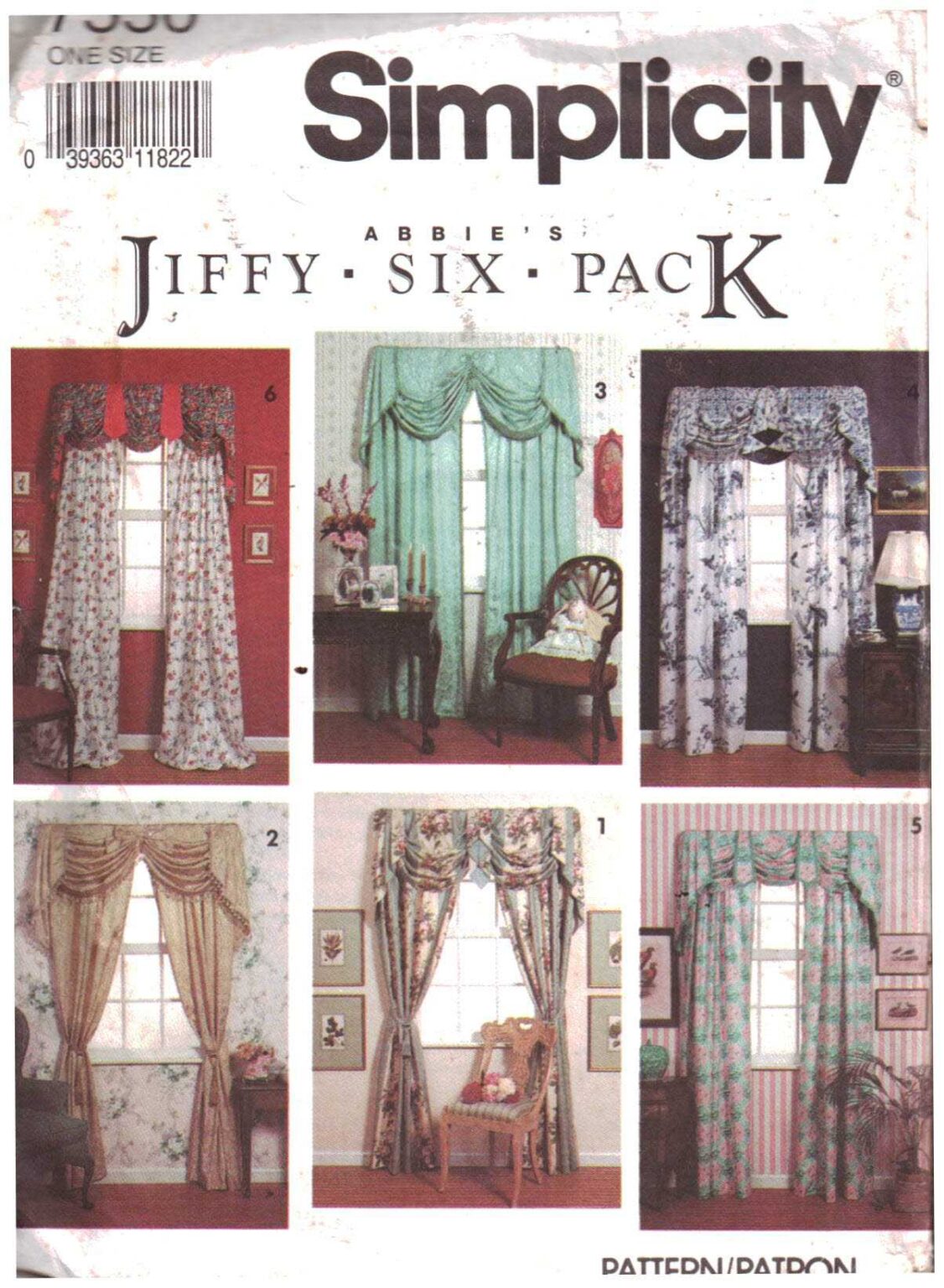 Simplicity 7550 Window Treatments Size: One Uncut Sewing Pattern