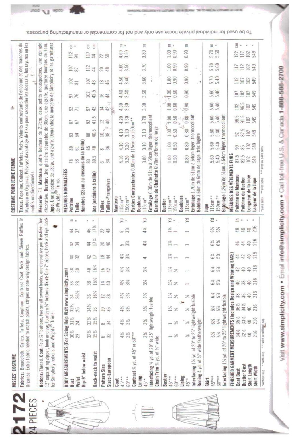 Simplicity 2172 Costume Victorian, Steampunk Size: HH 6-12 Uncut Sewing ...