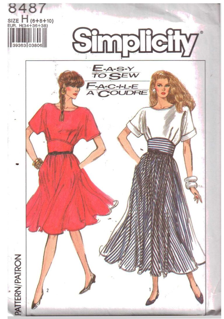 Simplicity 8487 Dress in two lengths Size: H 6-8-10 Uncut Sewing Pattern