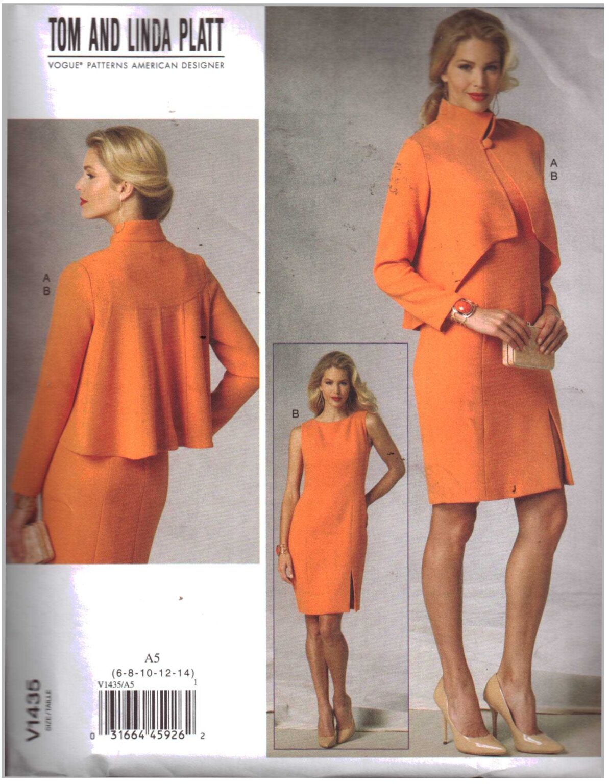Vogue V1435 Dress, Jacket by Tom and Linda Platt Size: A5 6-8-10-12-14 ...
