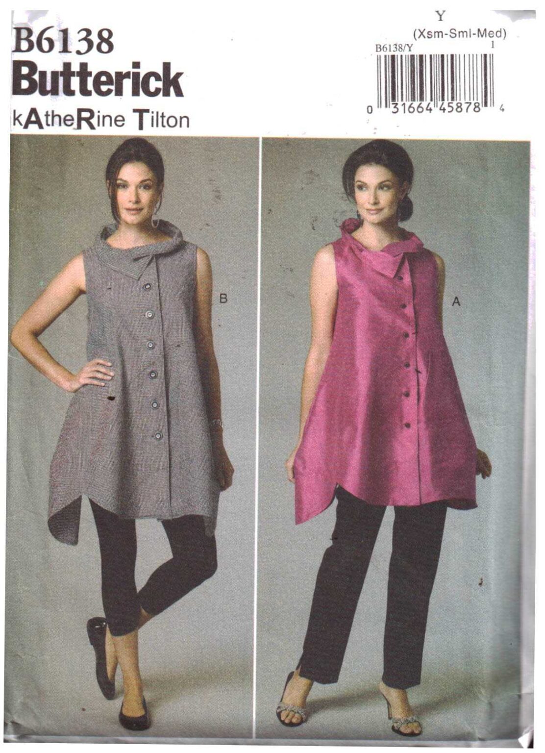 Butterick B6138 Vest by Katherine Tilton Size: Y XS-S-M Uncut Sewing ...