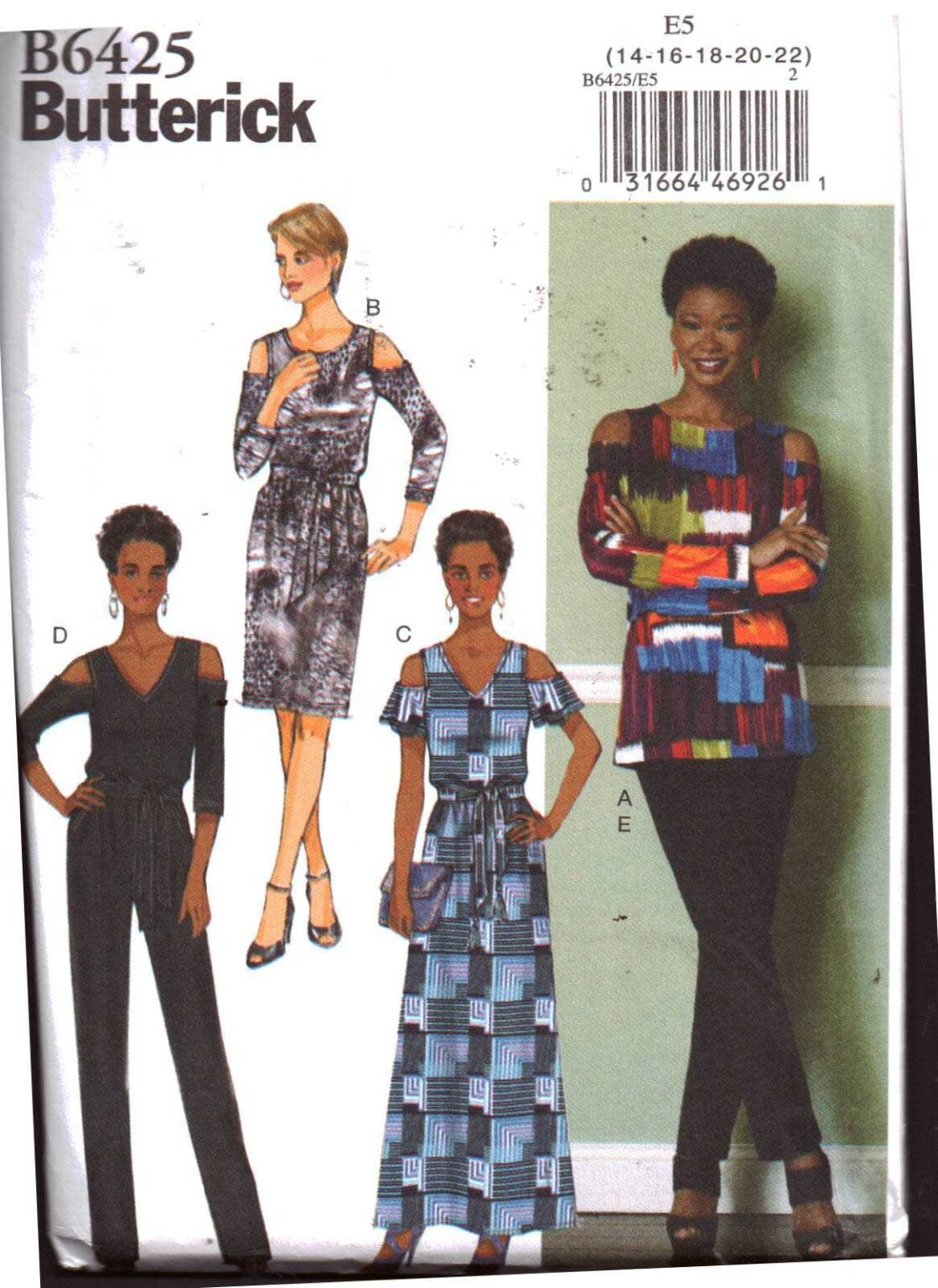 Butterick B6425 Top, Dress, Jumpsuit, Pants Size: E5 14-16-18-20-22 ...