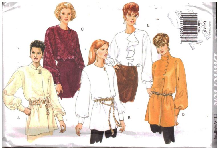 Butterick 3701 Tunic, Blouse Size: 6-8-10 Uncut Sewing Pattern