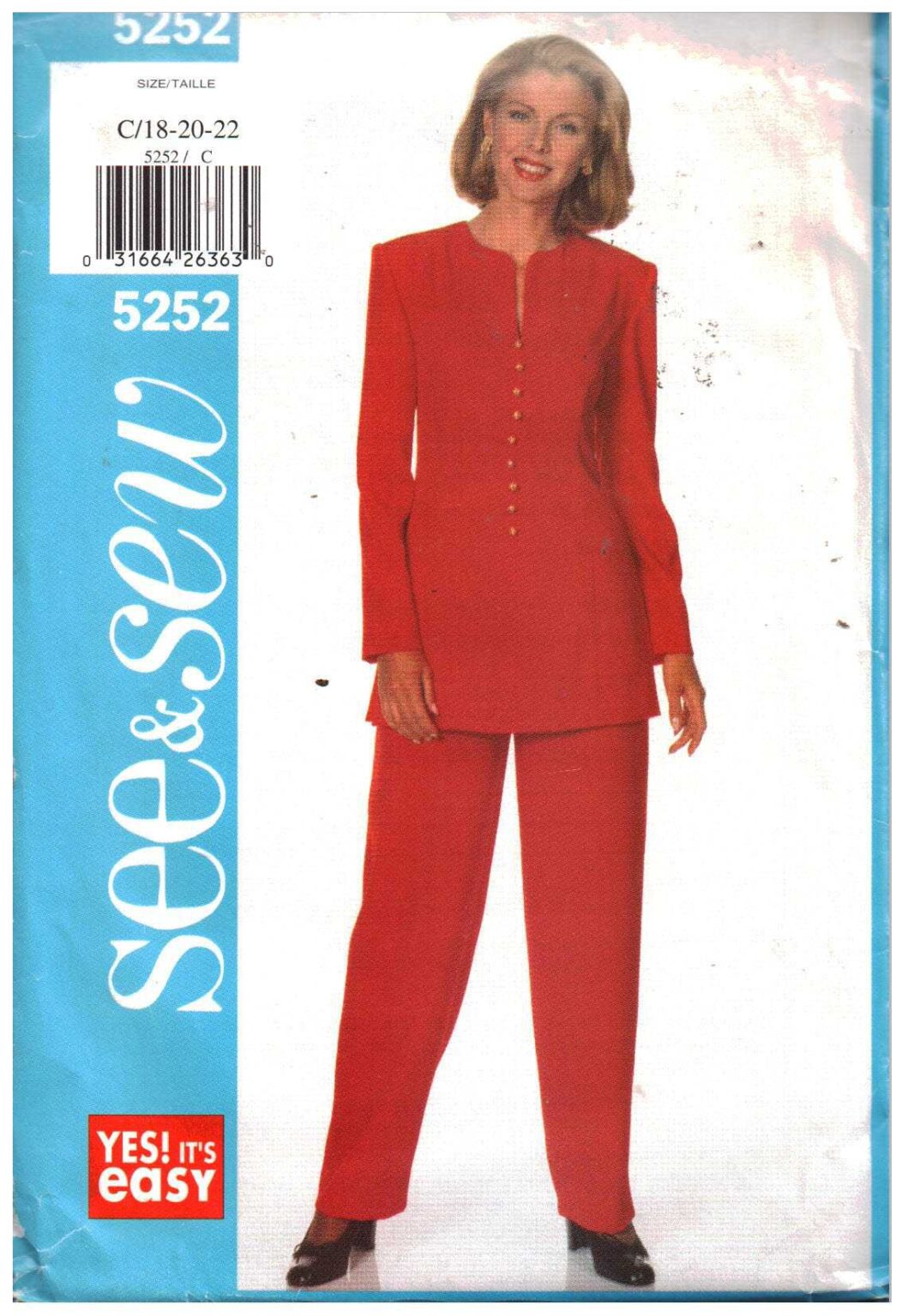 Butterick 5252 Tunic, Pants Size: C 18-20-22 Uncut Sewing Pattern