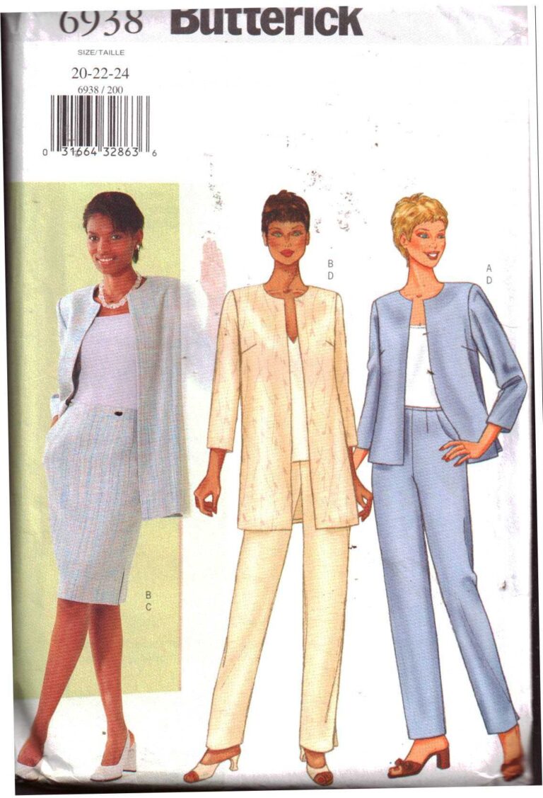 Butterick 6938 Jacket, Skirt, Pants Size: 20-22-24 Uncut Sewing Pattern