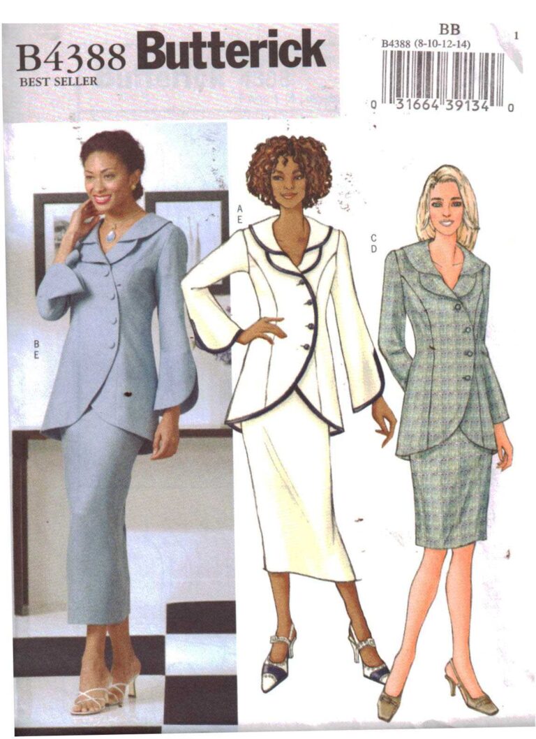 Butterick B4388 Susit - Jacket, Skirt Size: BB 8-10-12-14 Uncut Sewing ...