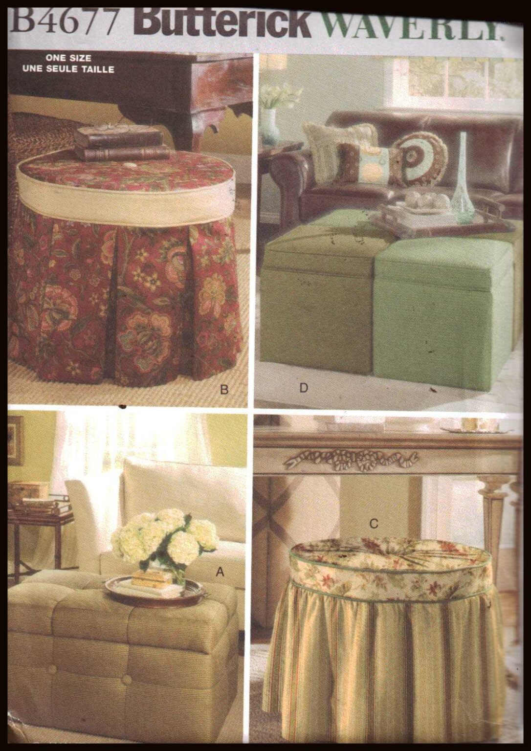 Butterick B4677 Storage Ottomans Size: OSZ Uncut Sewing Pattern