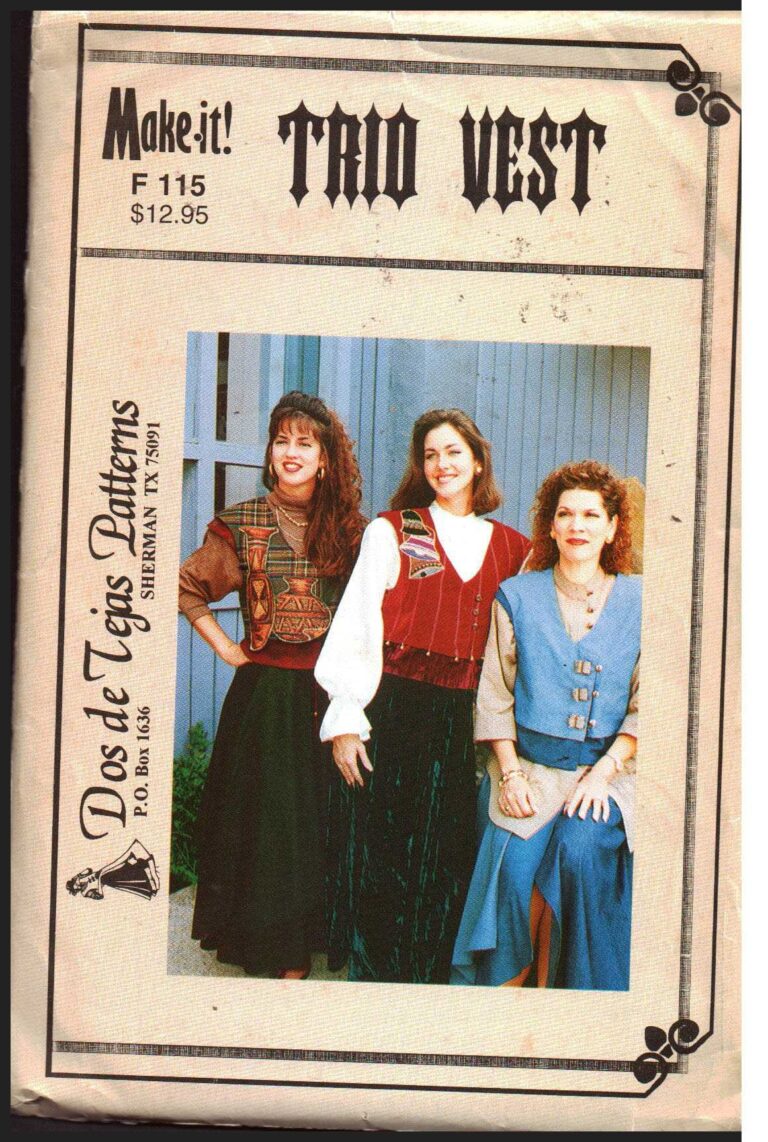 Dos de Tejas Patterns F115 Trio Vest Size: All Uncut Sewing Pattern