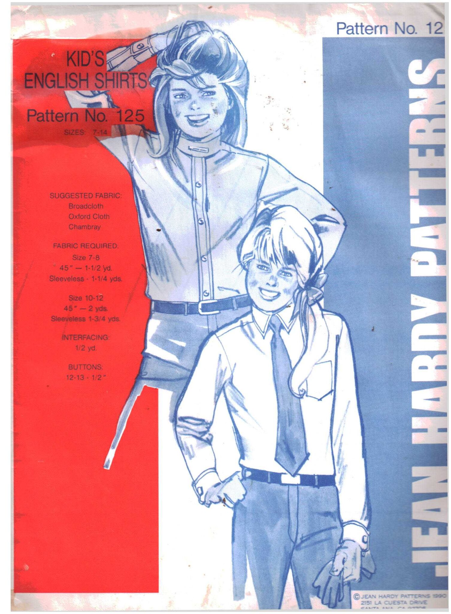Jean Hardy Patterns 125 Kid’s English Shirts Size: 7-8/10-12 Uncut ...