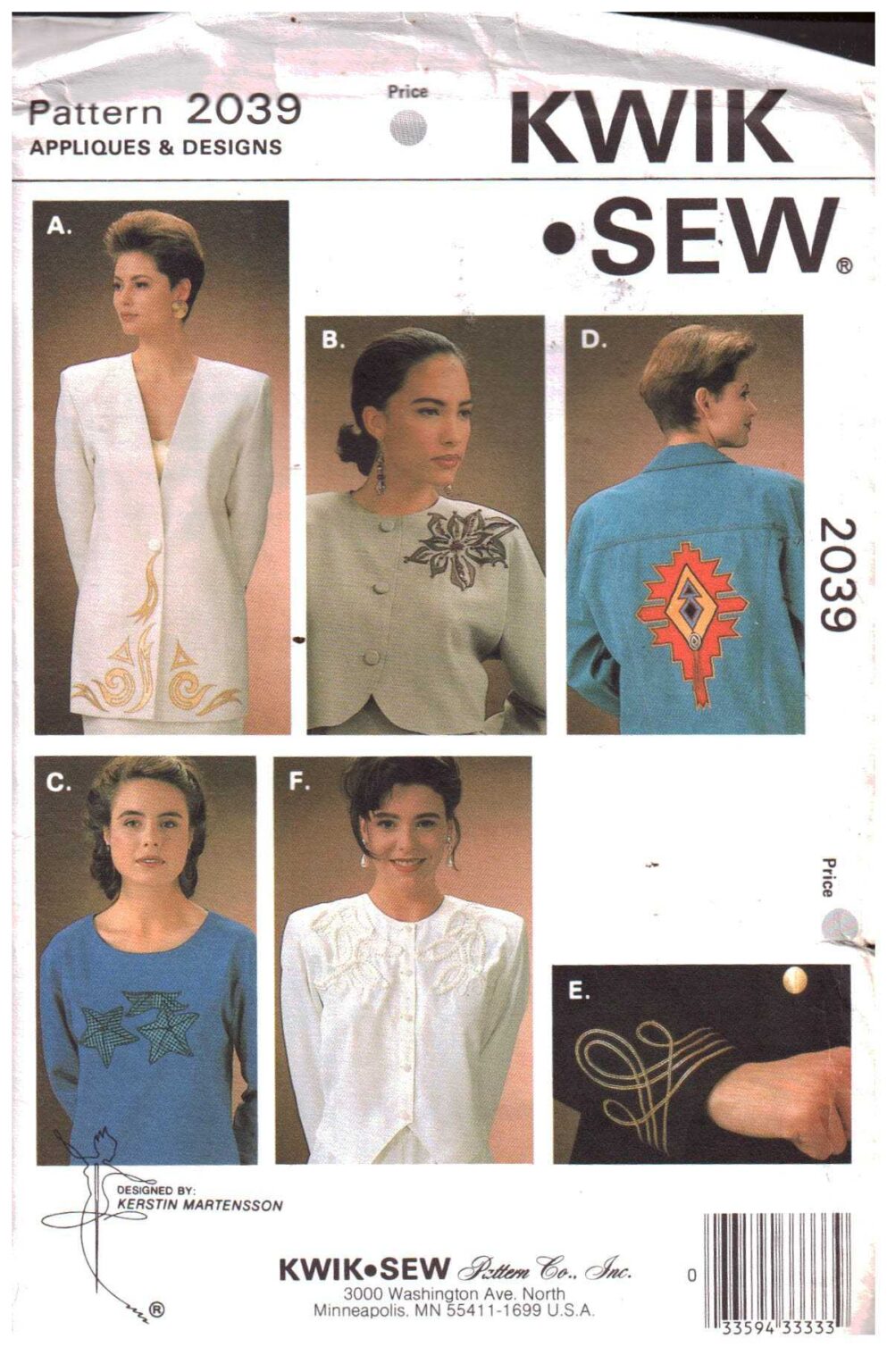 Kwik Sew 2039 Appliques & Designs Size: One Uncut Sewing Pattern ...