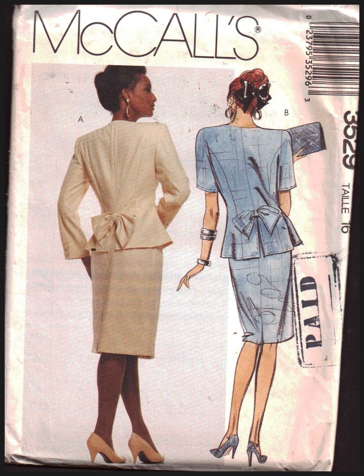 McCall's 3529 Suit - Jacket, Skirt Size: 16 Uncut Sewing Pattern
