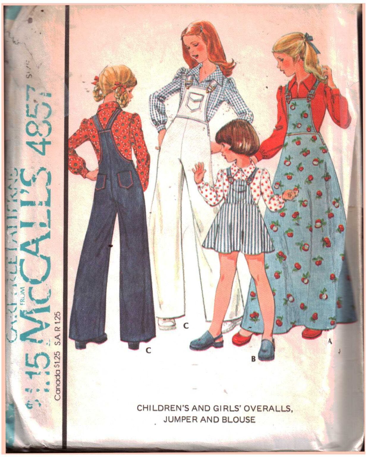 McCall's 4857 Girl's Overall, Jumper, Blouse Size: 12 Used Sewing Pattern