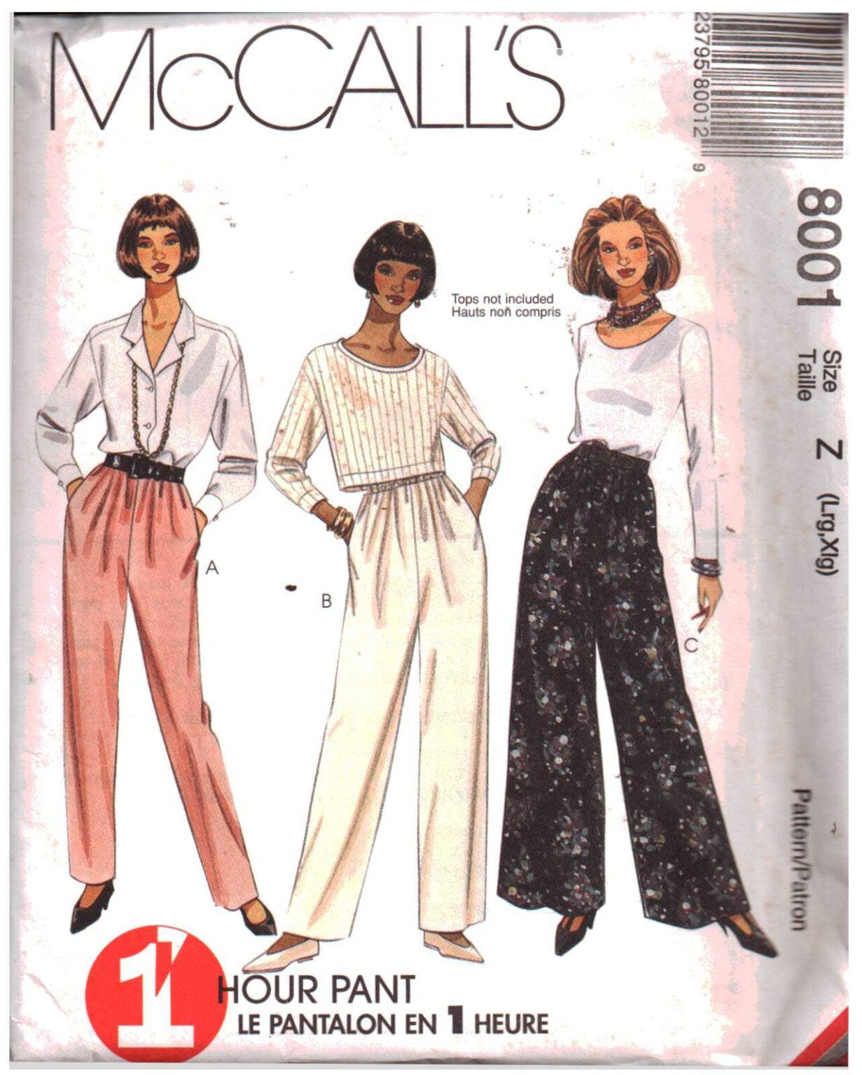 McCall's 8001 Pants Size: Z L-XL Uncut Sewing Pattern