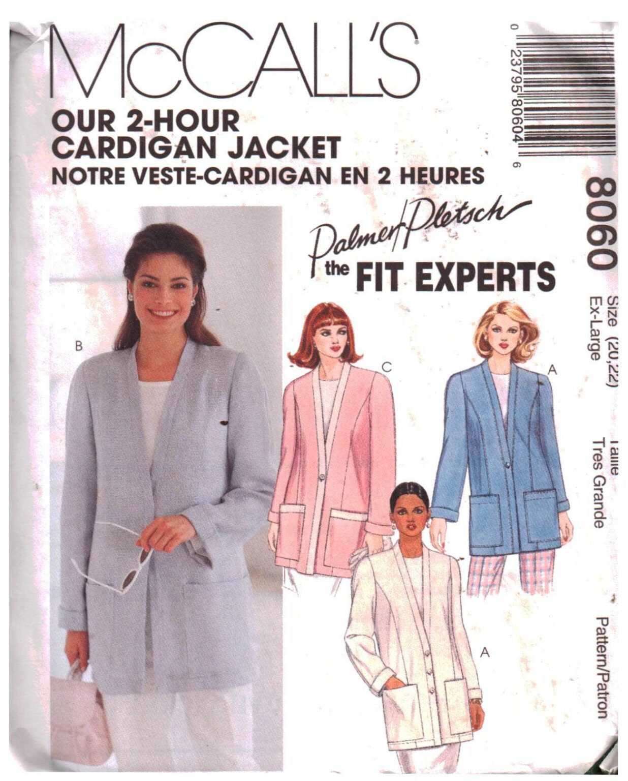 McCall's 8060 Jacket by Palmer Pletsch Size: 20-22 Uncut Sewing Pattern