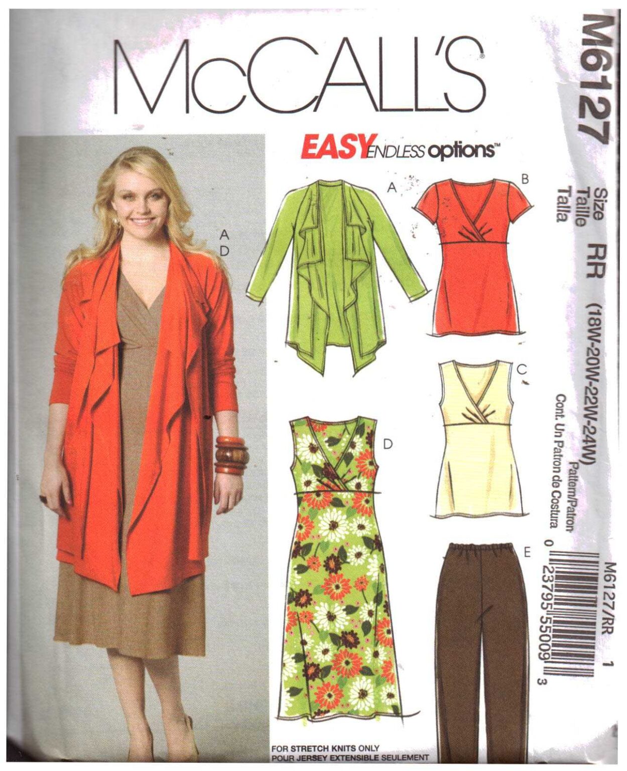 McCall's M6127 Jacket, Tunic, Dress, Pants Size: RR 18W-20W-22W-24W ...