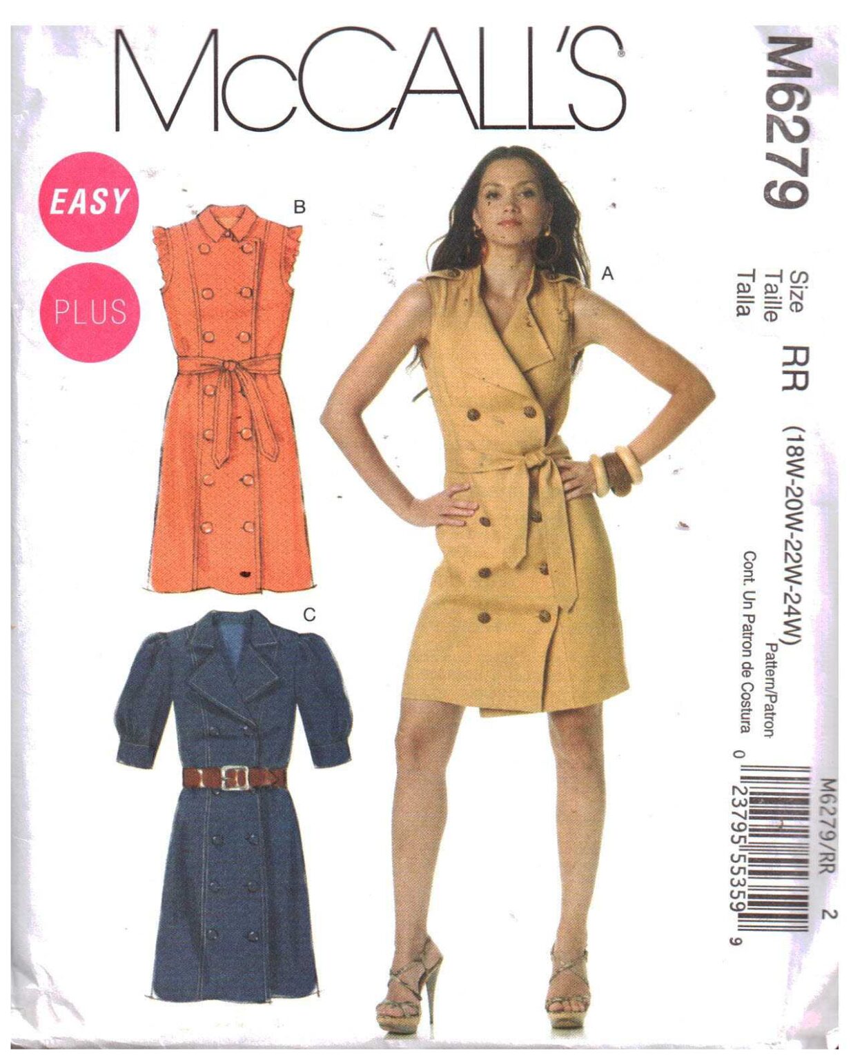 McCall's M6279 Dress Size: RR 18W-20W-22W-24 Uncut Sewing Pattern