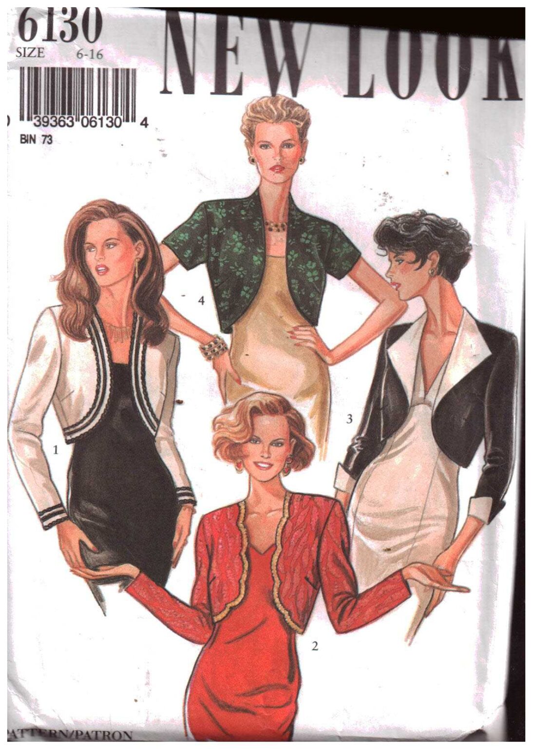 New Look 6130 Jackets Size: 6-16 Used Sewing Pattern