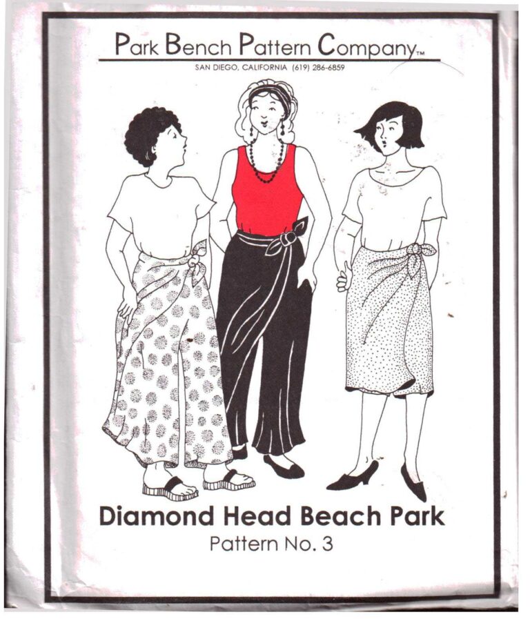 Park Bench Pattern Co. Diamond Head Beach Park 3 Size: All Uncut Sewing Pattern