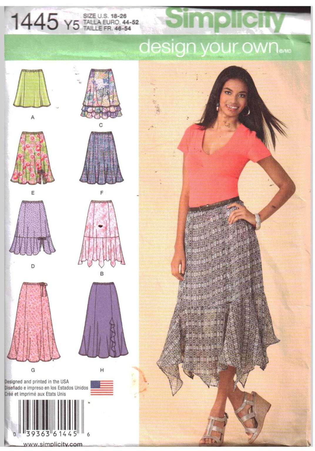 Simplicity 1445 Skirts Size: Y5 18-26 Uncut Sewing Pattern