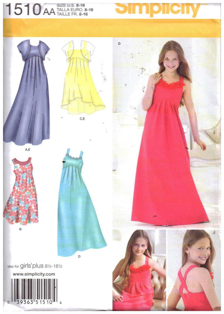 Simplicity 1510 Girl's Dress inthree lengths, Bolero Size: AA 8-16 ...