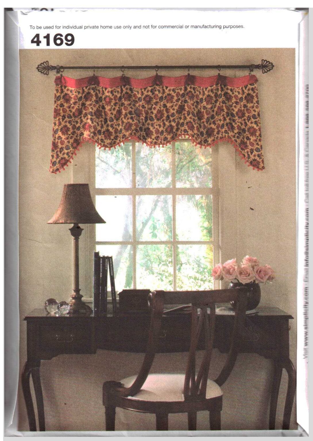 Simplicity 4169 Window Treatments Size: One Uncut Sewing Pattern