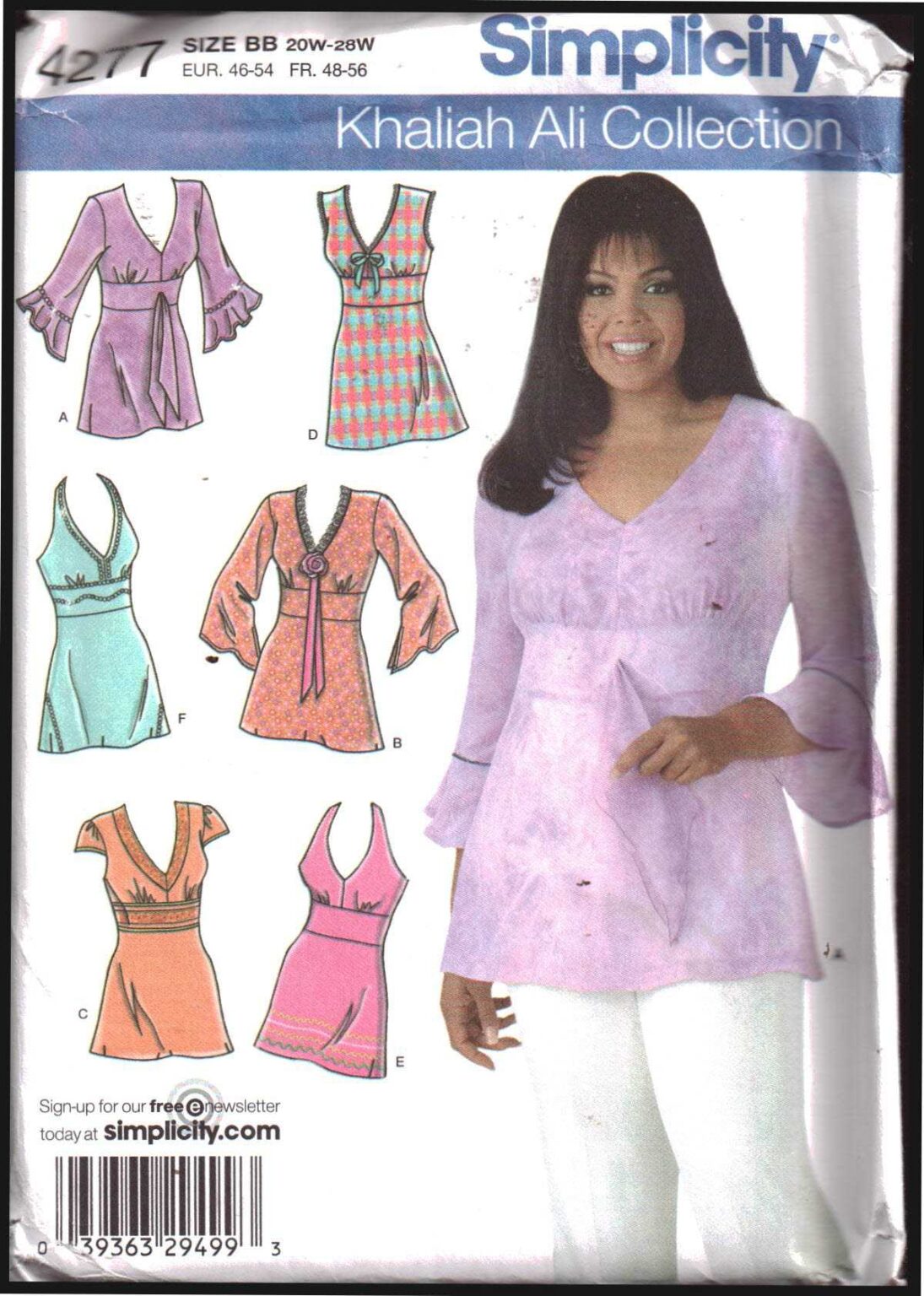 Simplicity 4277 Tunics Size: BB 20W-28W Uncut Sewing Pattern